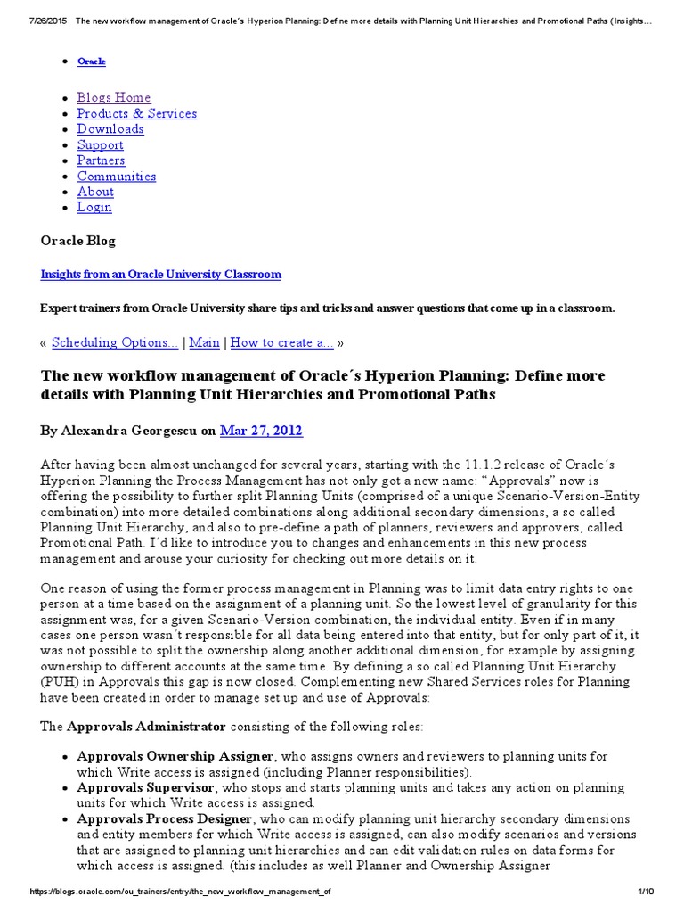 The New Workflow Management of Oracle S Hyperion Planning - Define More ...