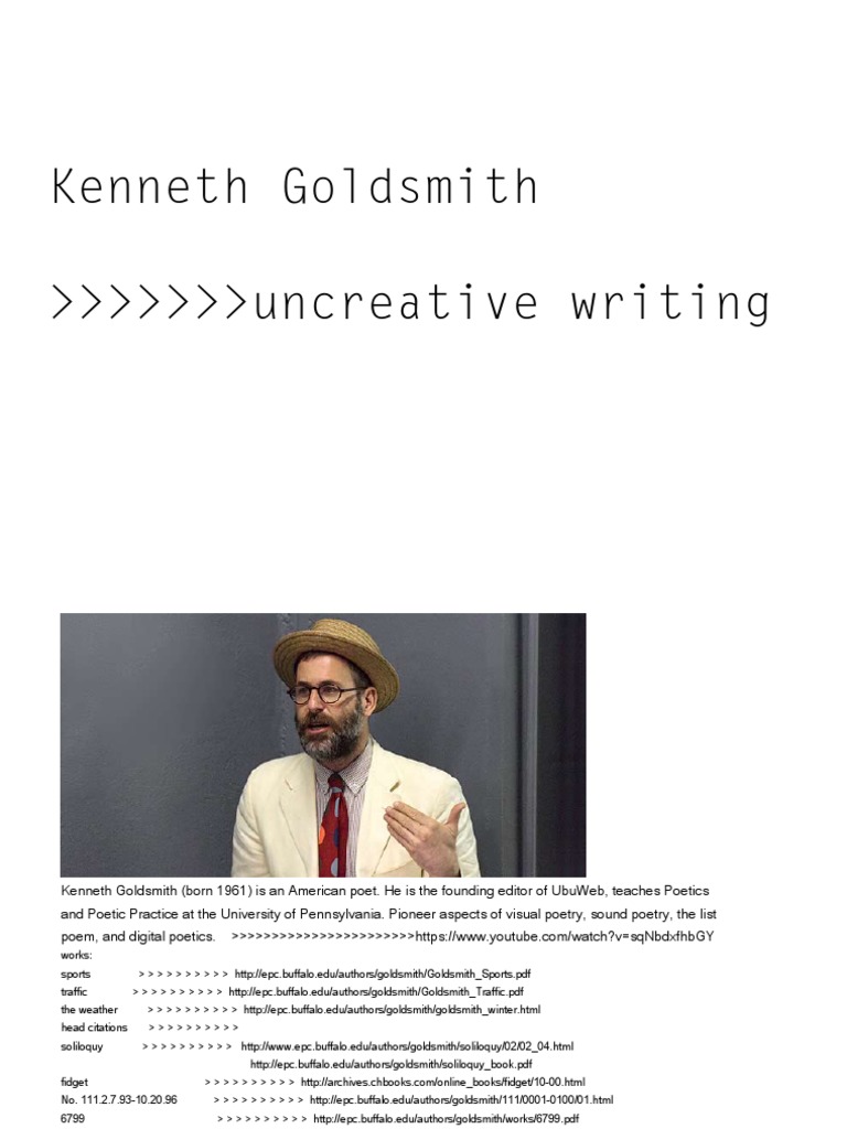 Kenneth Goldsmith Uncreative Writing | PDF | Road Transport | Transport