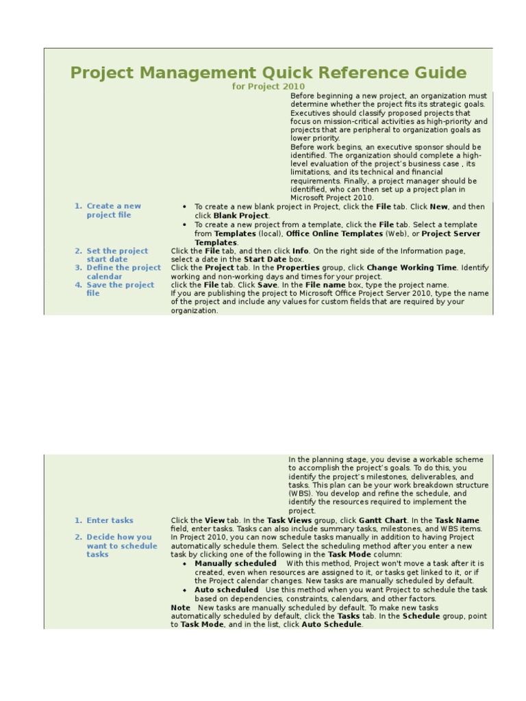 Proj MGMT Quick Ref Guide | PDF | Computing | Software