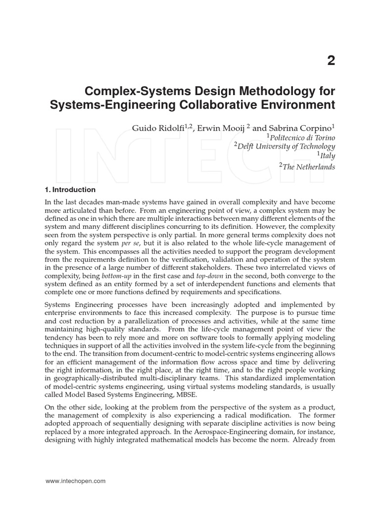 Complex-Systems Design Methodology For Systems-Engineering ...