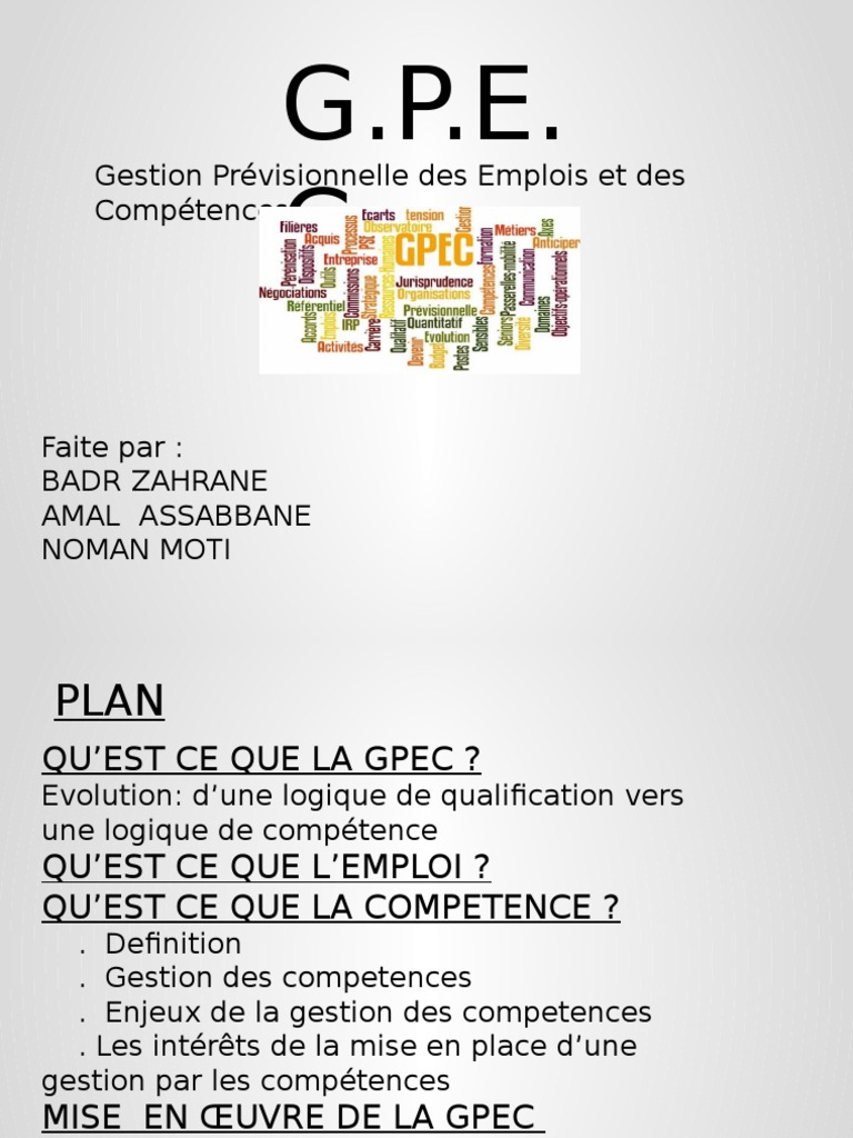 GPEC : Optimisation des Compétences et Emplois | PDF | Compétence ...