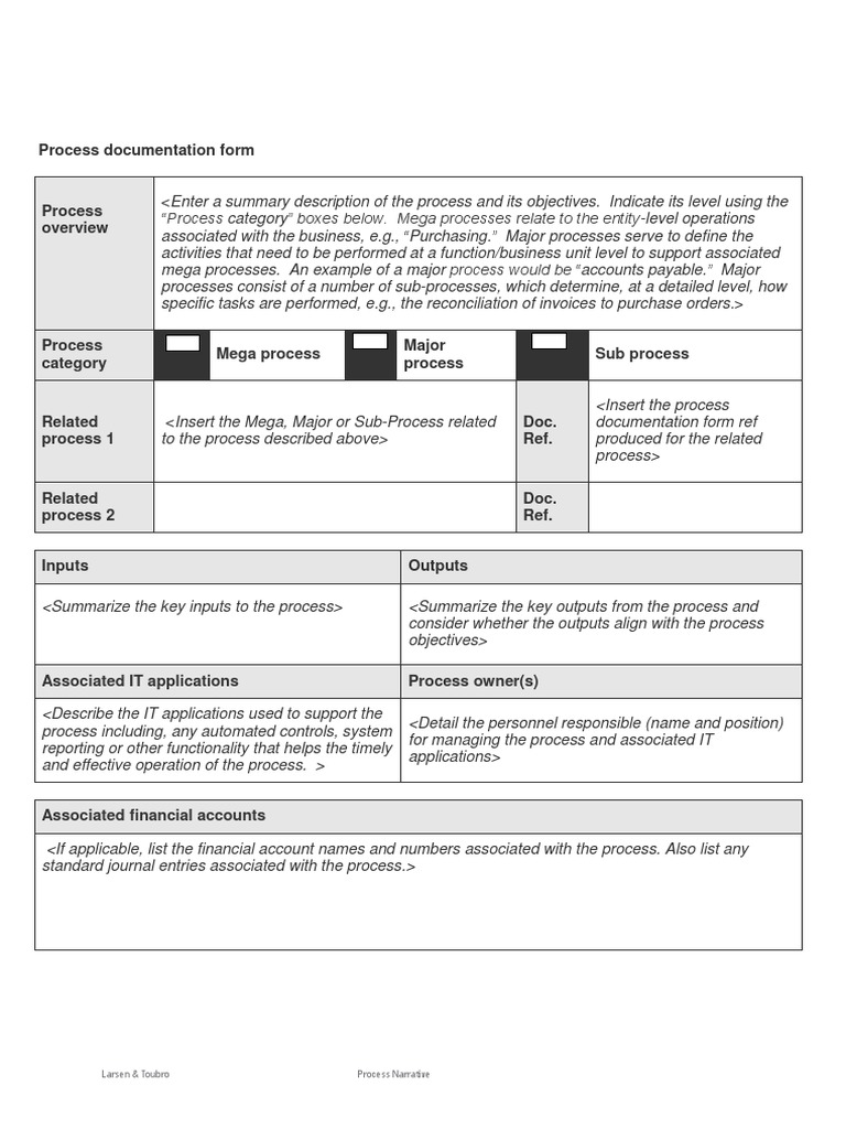 Process Documentation Form | PDF | Accounts Payable | Systems Science