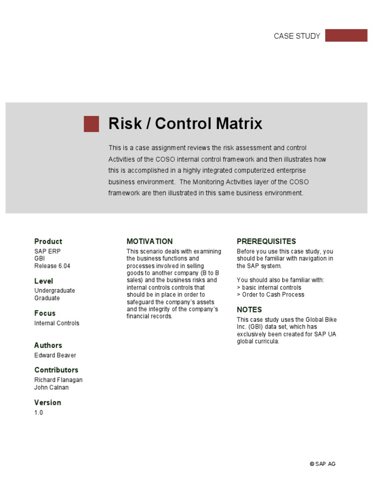 Risk Control Matrix Coso Framework - Casestudy | PDF | Business Process ...