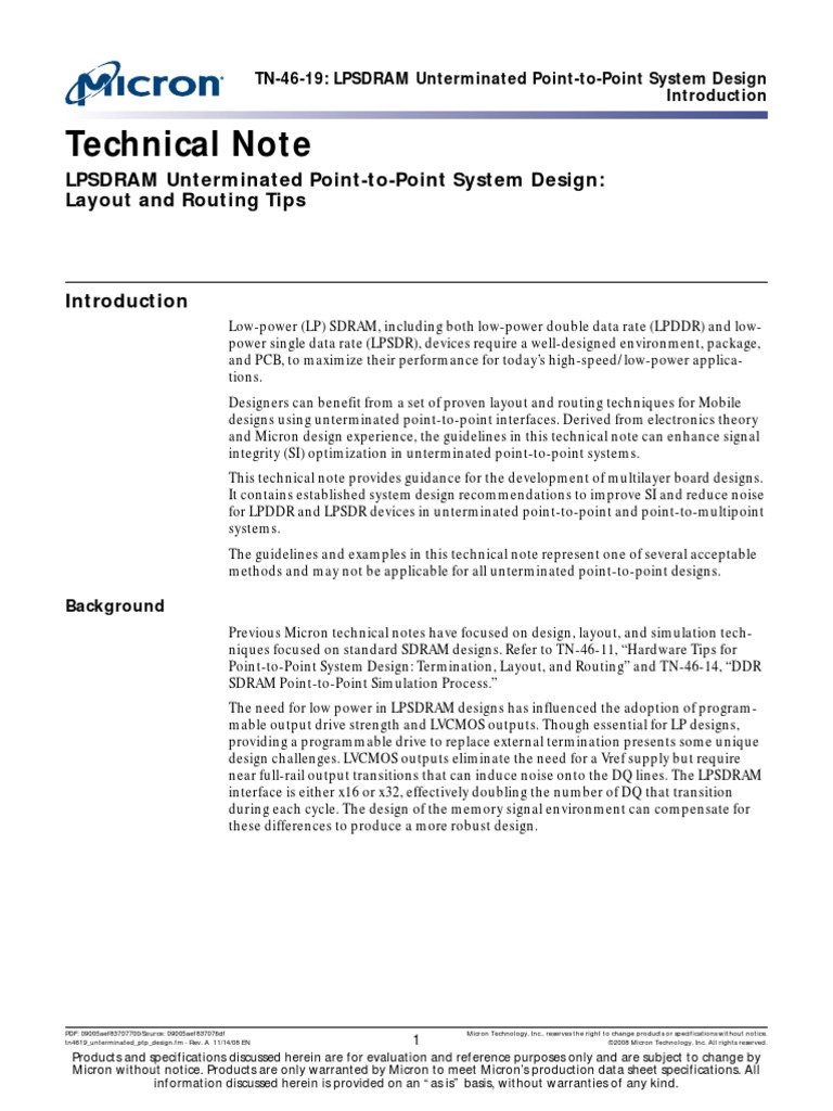 Technical Note: LPSDRAM Unterminated Point-to-Point System Design ...