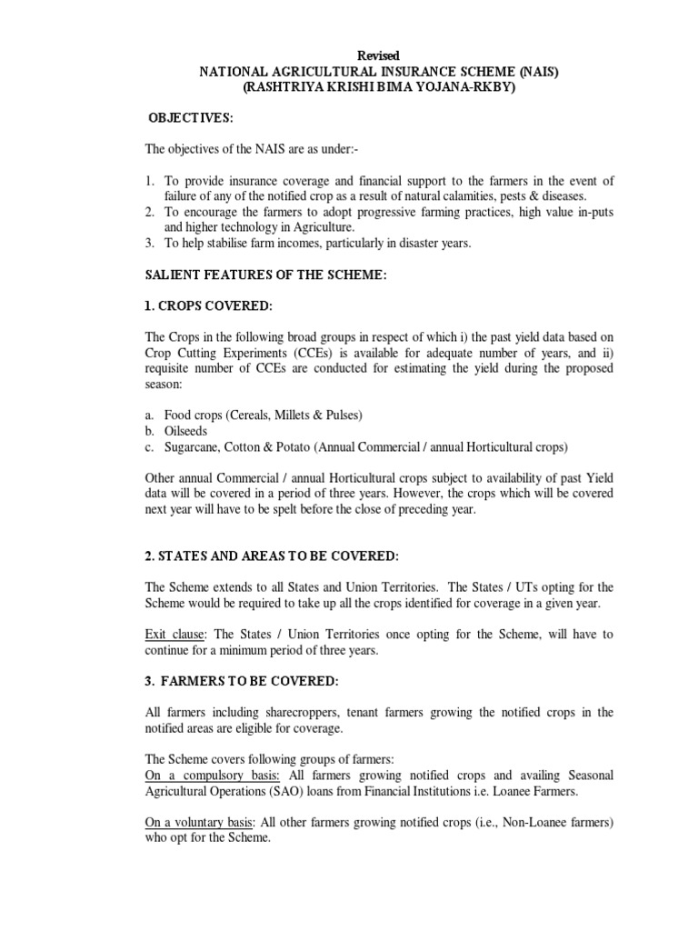 Nais Scheme PDF | PDF | Crop Insurance | Insurance