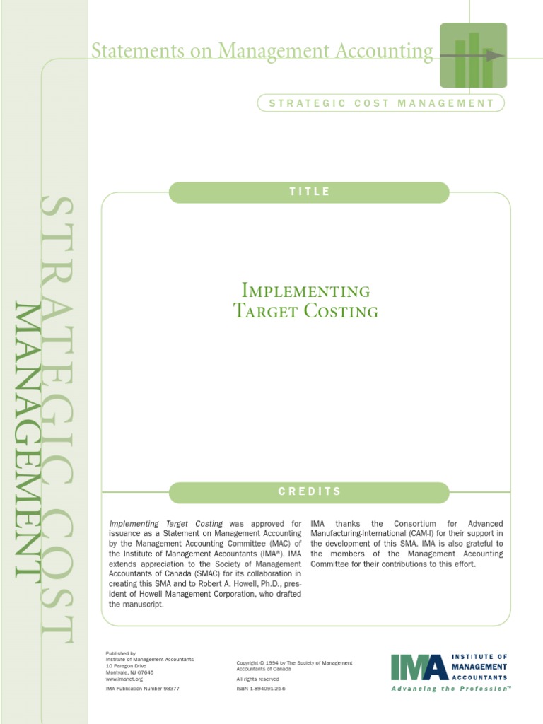 Implementing Target Costing | PDF | Management Accounting | Prices