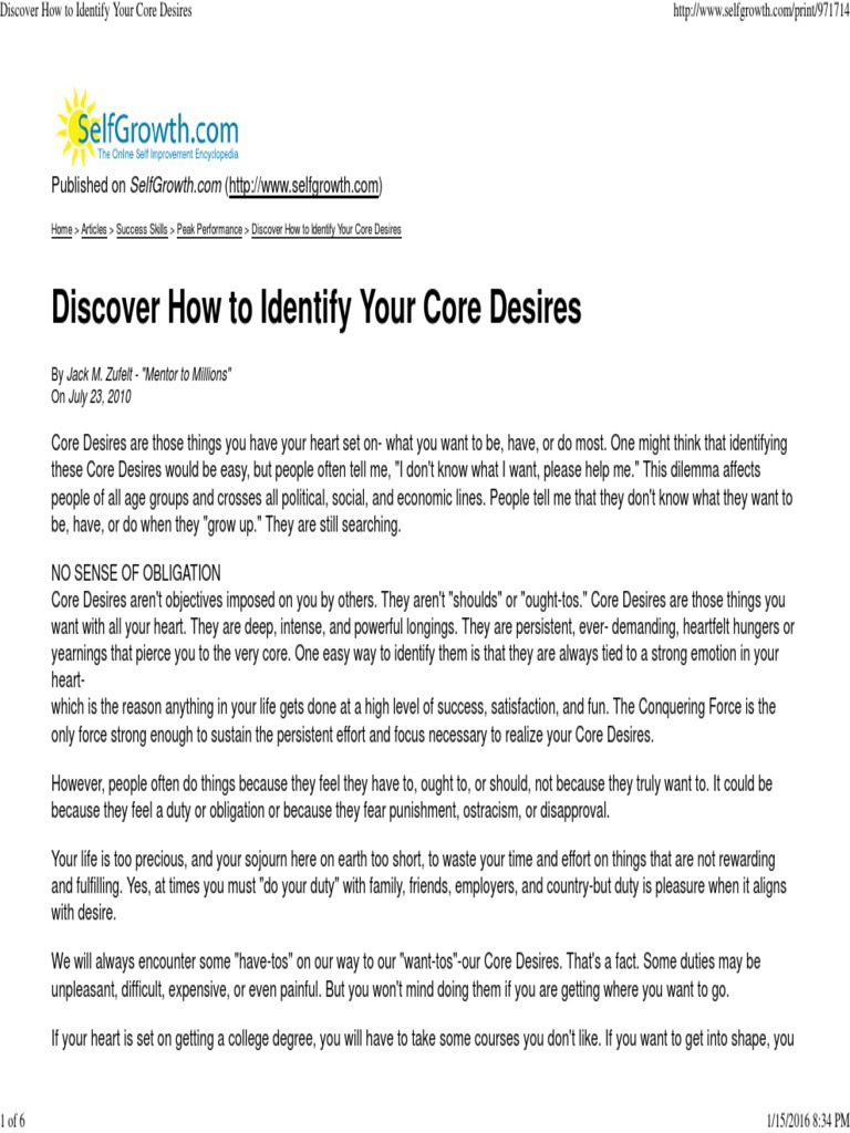 Discover How To Identify Your Core Desires | PDF | Earthquakes ...