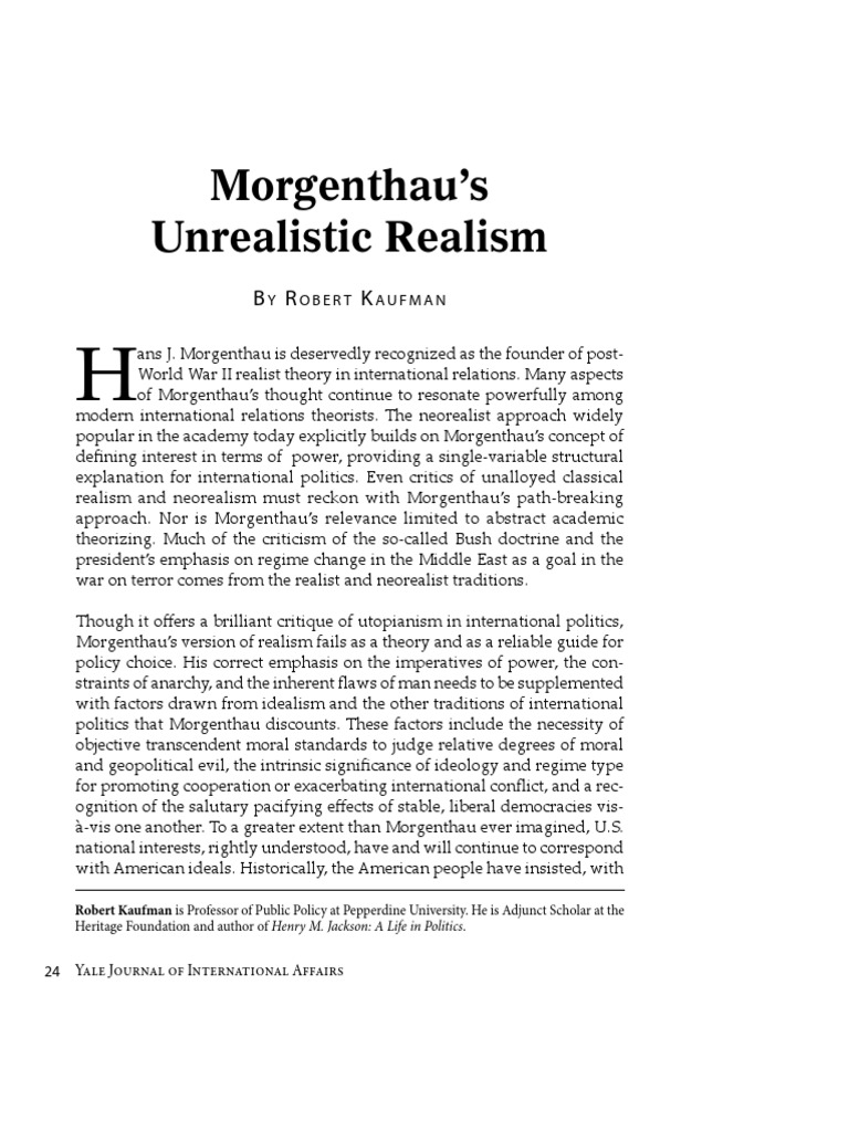 Morgenthau's Realism: A Critical Analysis | PDF | International ...