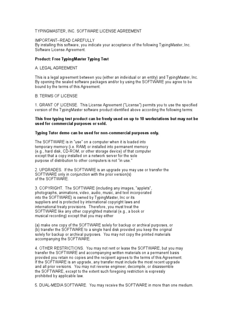 Product: Free Typingmaster Typing Test | PDF | Copyright | License