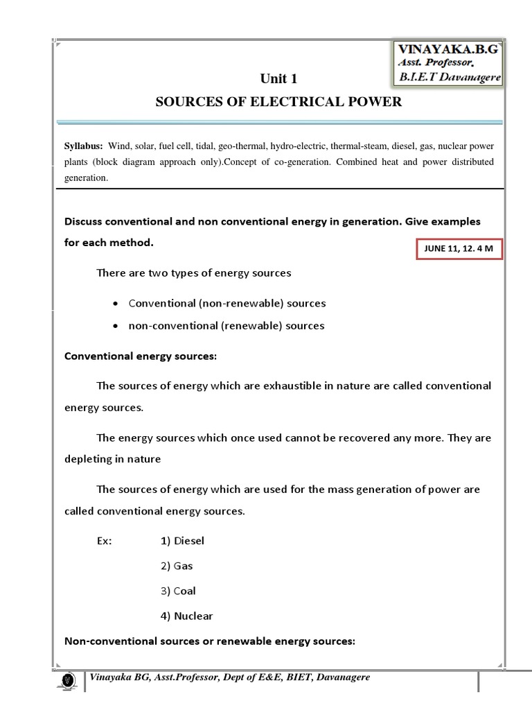 Electrical Power Generation Notes | PDF | Cogeneration | Fuel Cell