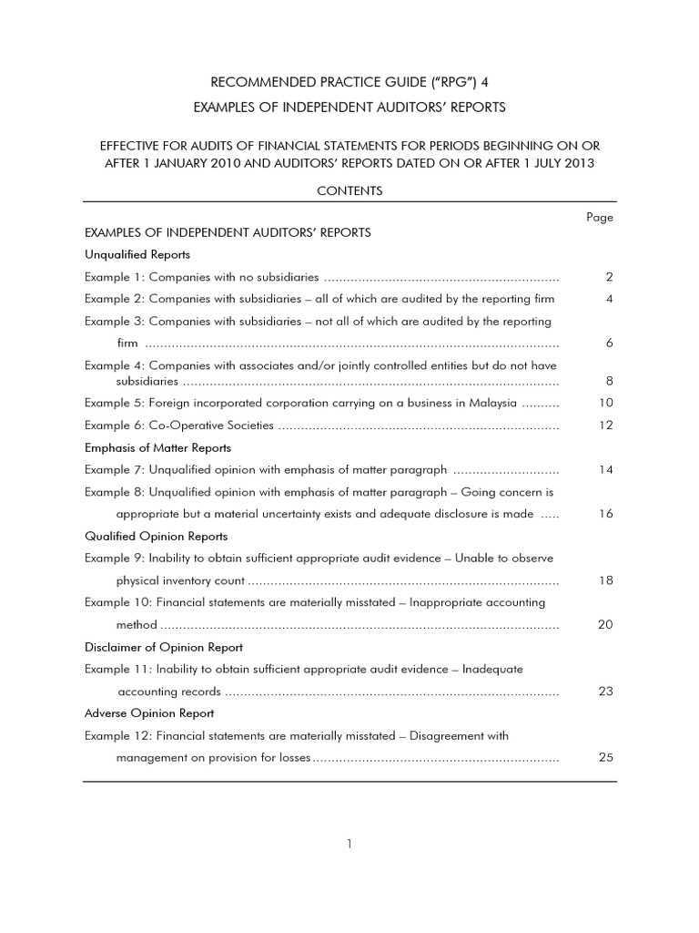 Example of Independent Auditors Reports | PDF | Audit | Financial Statement
