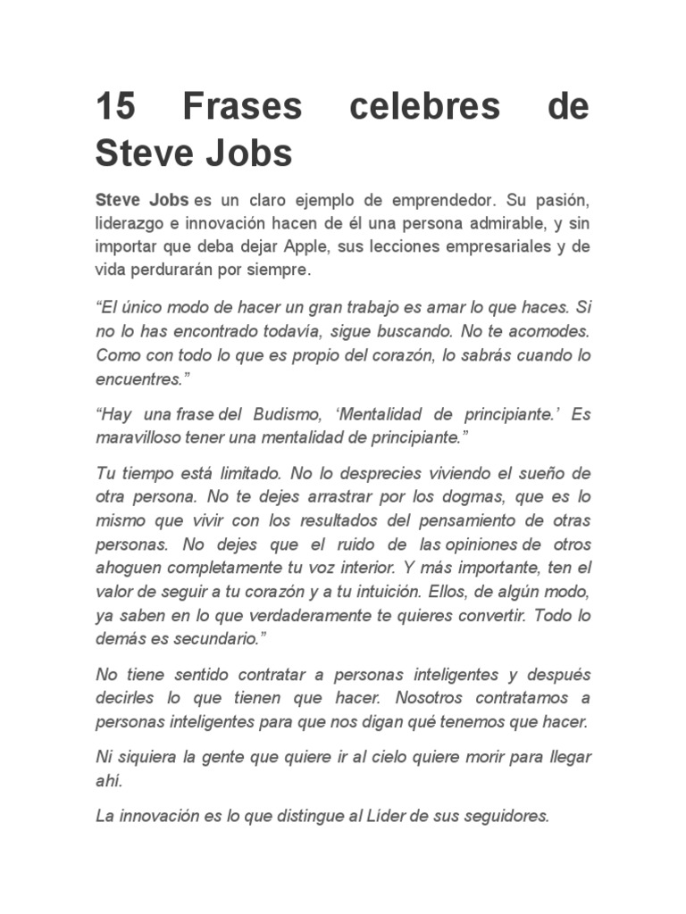 Frases Inspiradoras de Steve Jobs | PDF | Apple Inc. | Macintosh