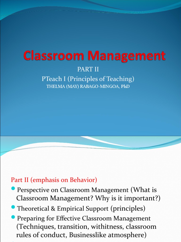 Classroom Management Part 2 | PDF | Classroom Management | Teachers