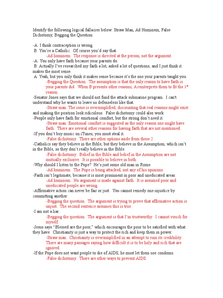 Apologetics Fallacies Worksheet Answers | PDF | Reason | Faith