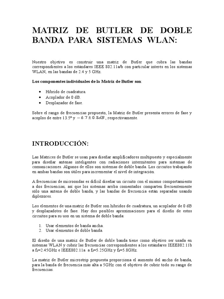 Matriz de Butler | PDF | Antena (Radio) | Radio