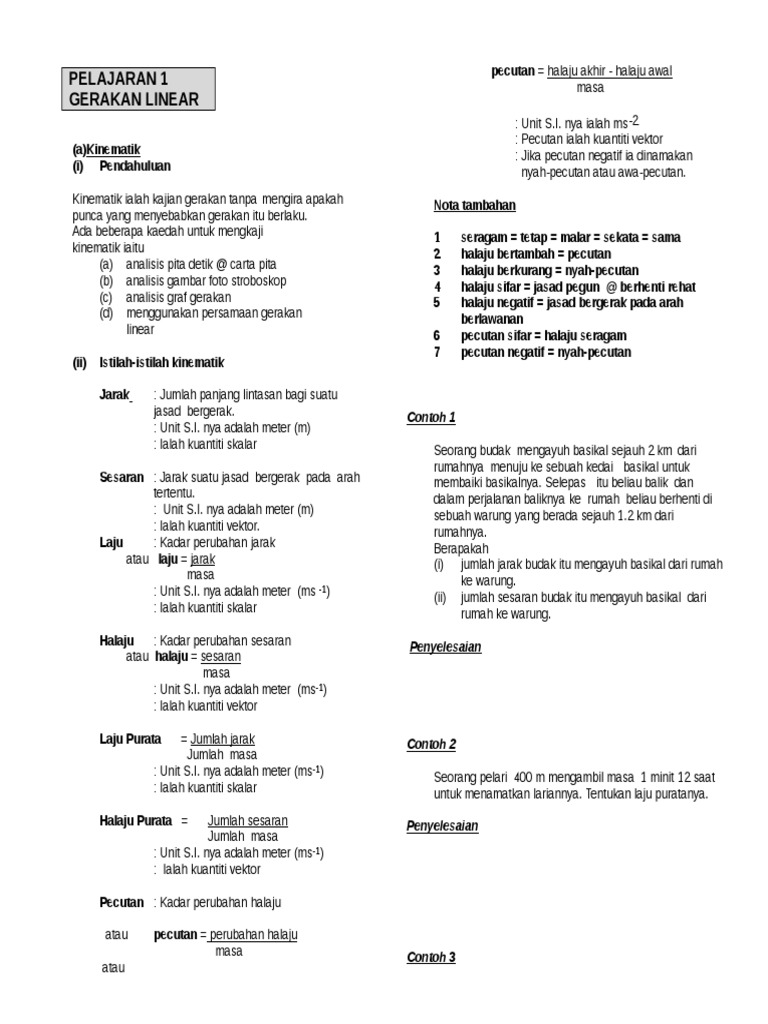 Gerakan Linear | PDF