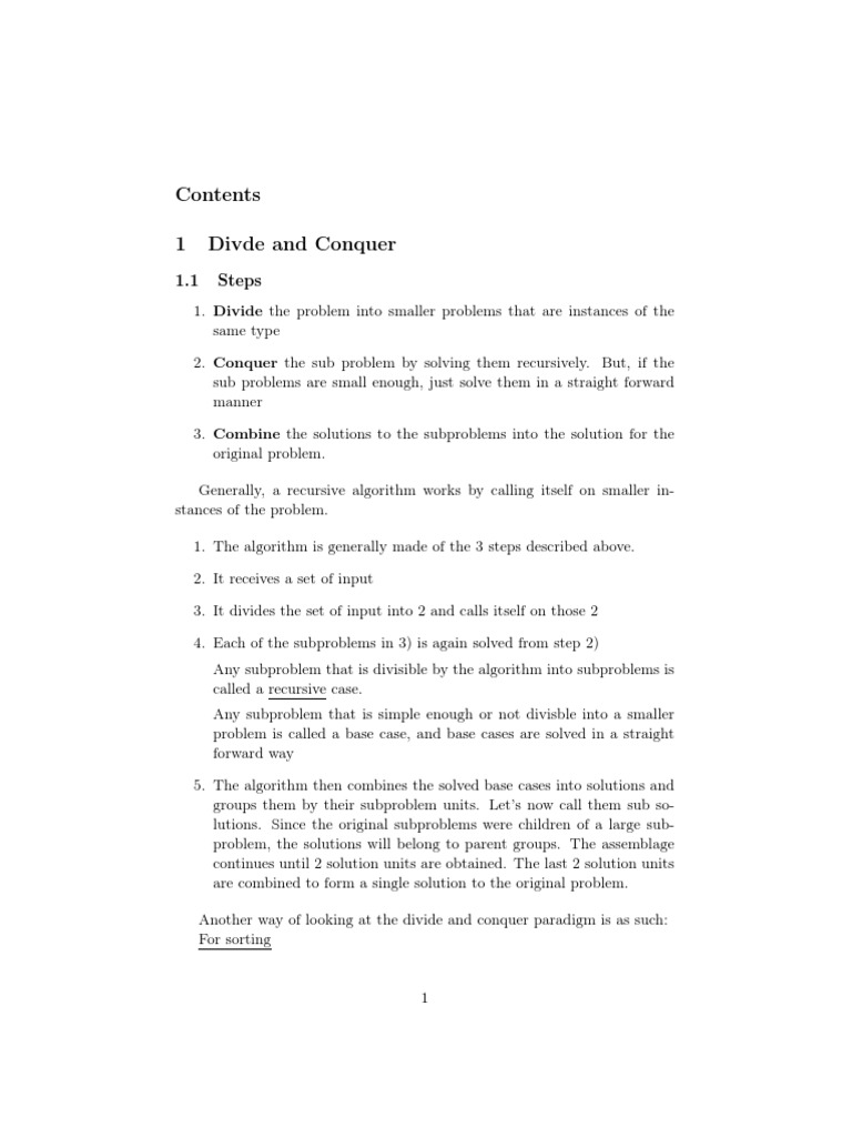 Divide and Conquer Algorithm Design Method | Download Free PDF | Recursion | Discrete Mathematics