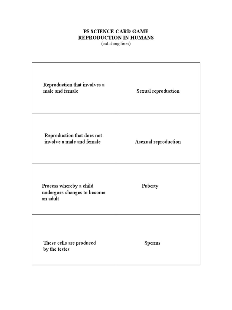 Human Reproduction Card Game | PDF | Wellness | Science & Mathematics