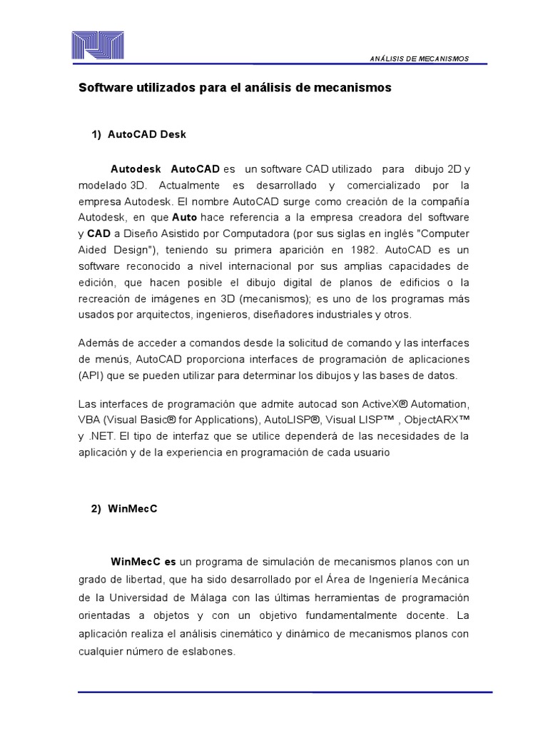 Software Utilizados para El Análisis de Mecanismos | PDF | Cad ...