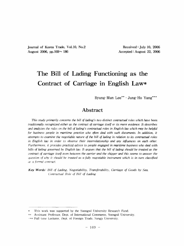 Bill of Lading Functions | PDF | Bill Of Lading | Negotiable Instrument