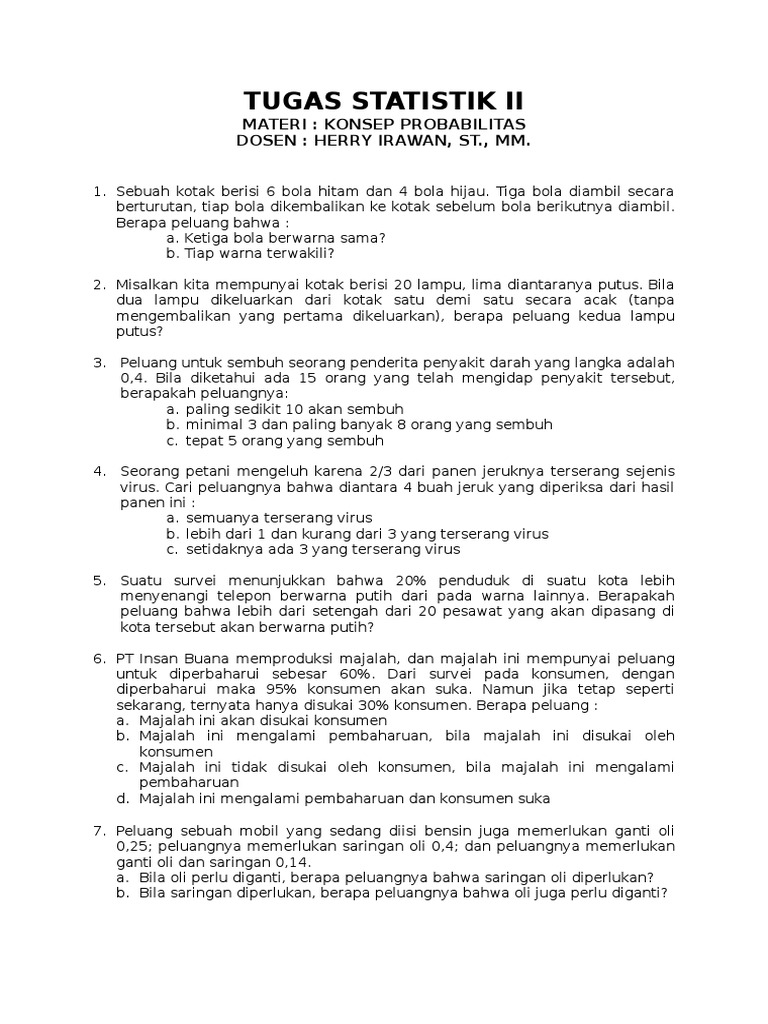 Tugas Stat2 Probabilitas | PDF | Ilmu Sosial