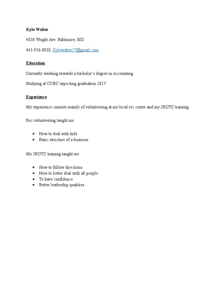 Kyle Walter: Accounting Student Profile | PDF | Business