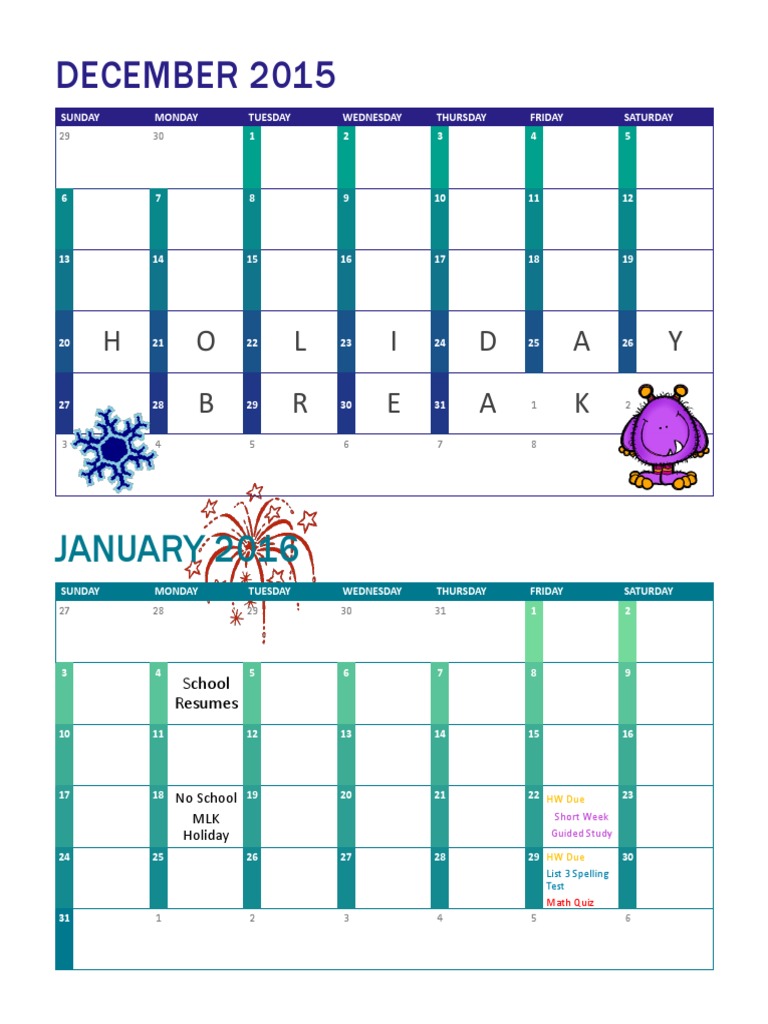 2015-2016 School Year Calendar | PDF