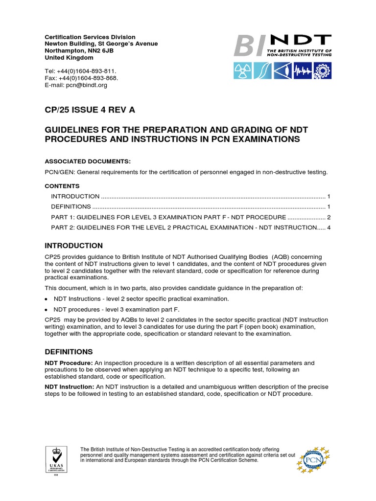 Guidelines For The Preparation and Grading of NDT | PDF ...