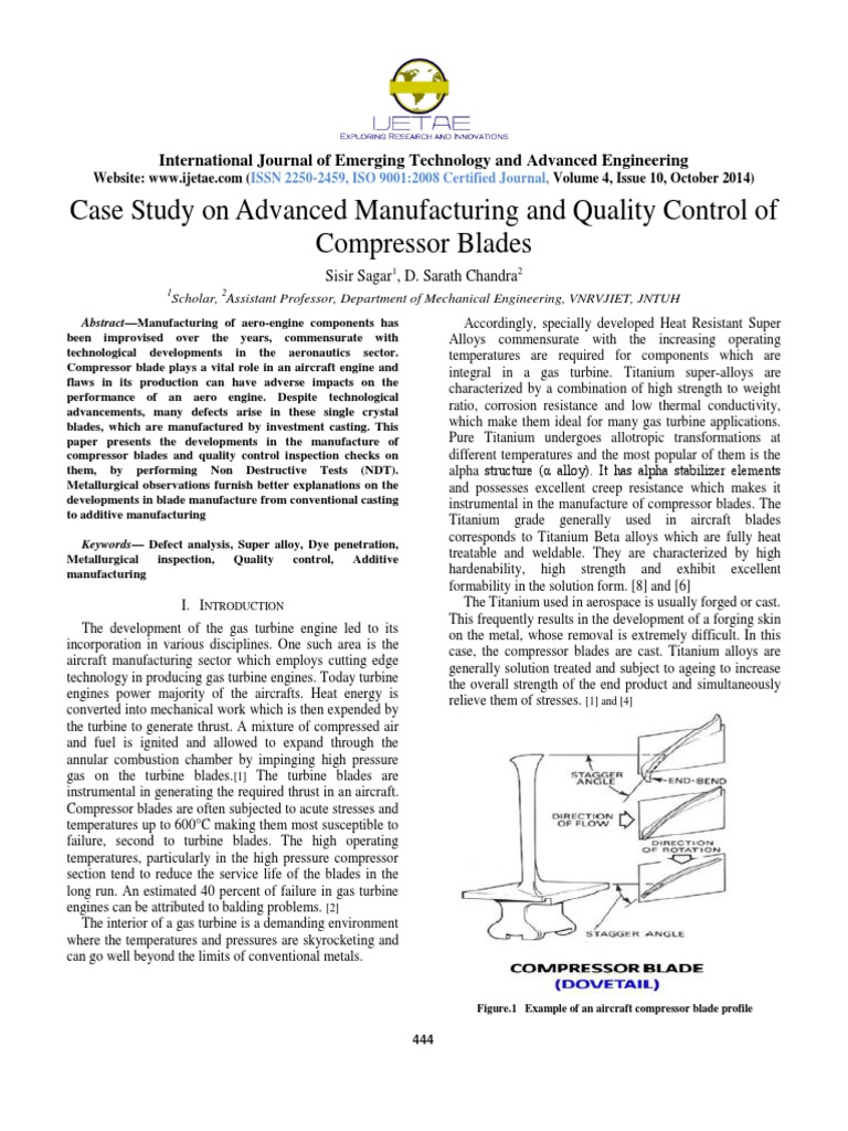 Case Study On Advanced Manufacturing and Quality Control of Compressor ...