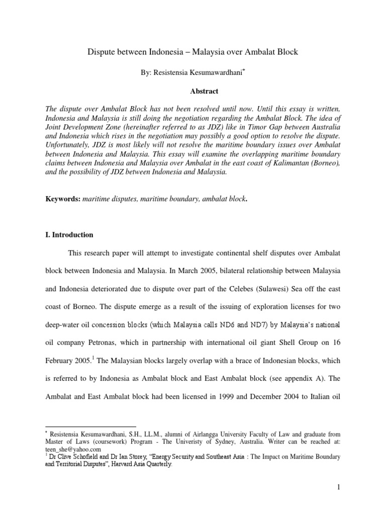 Ambalat Block | PDF | Territorial Waters | Coastal And Oceanic Landforms