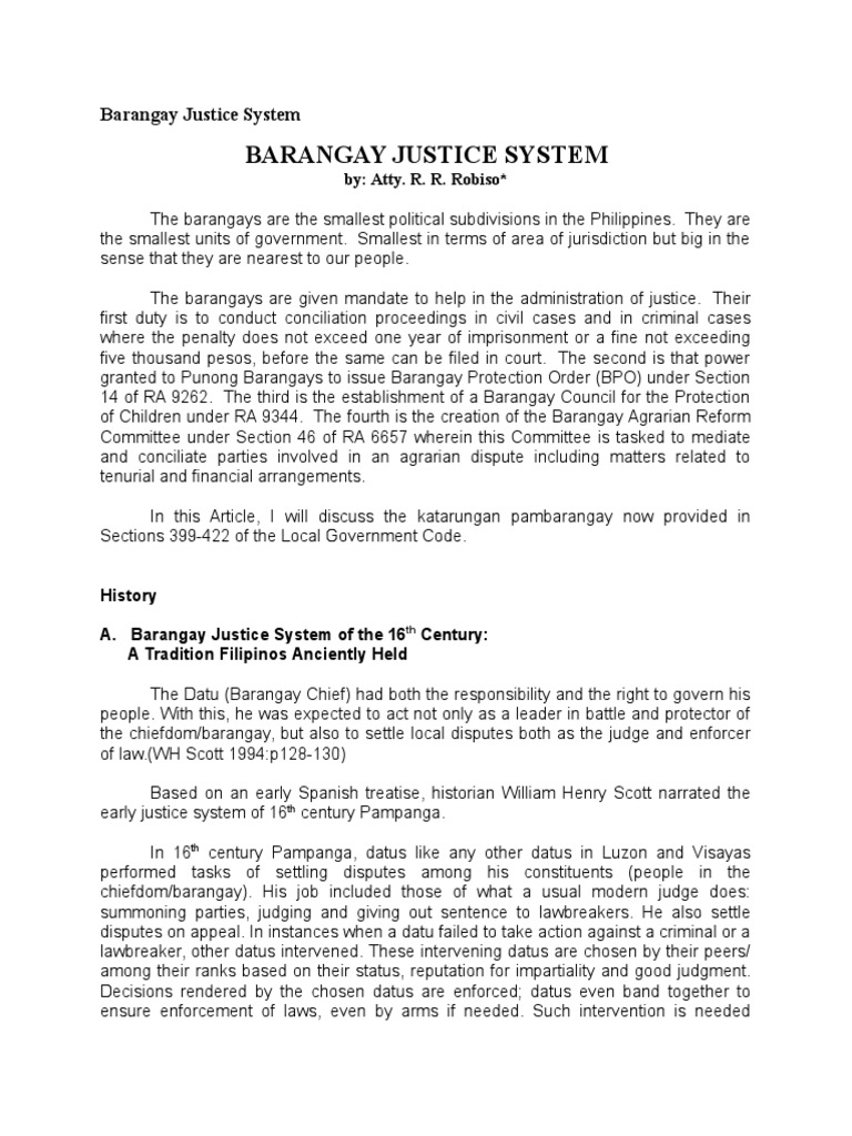 Barangay Justice System | PDF | Arbitration | Lawsuit