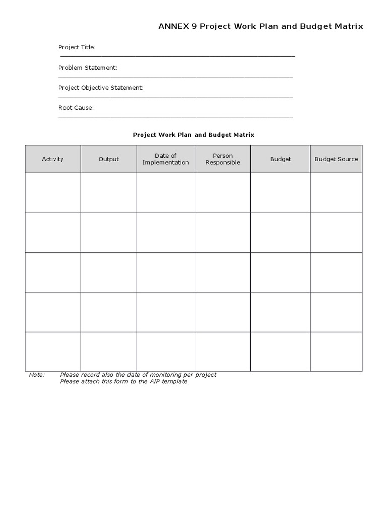 Annex 9 Project Work Plan and Budget Matrix | PDF | Computer ...