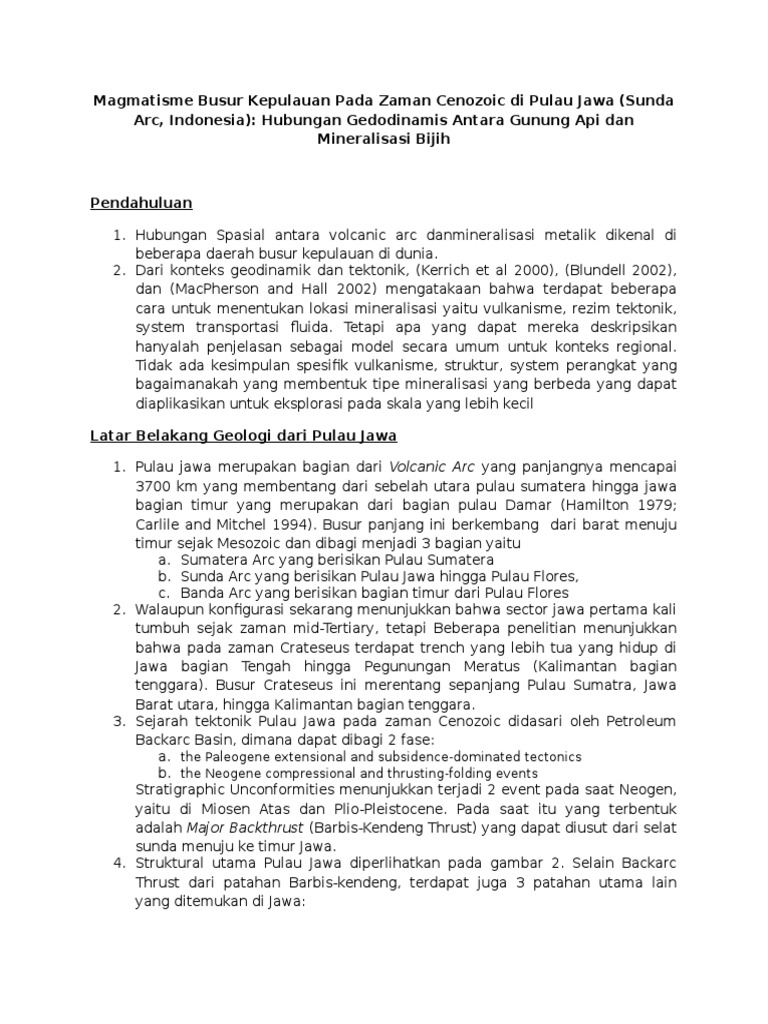 Magmatisme Busur Kepulauan Pada Zaman Cenozoic Di Pulau Jawa | PDF
