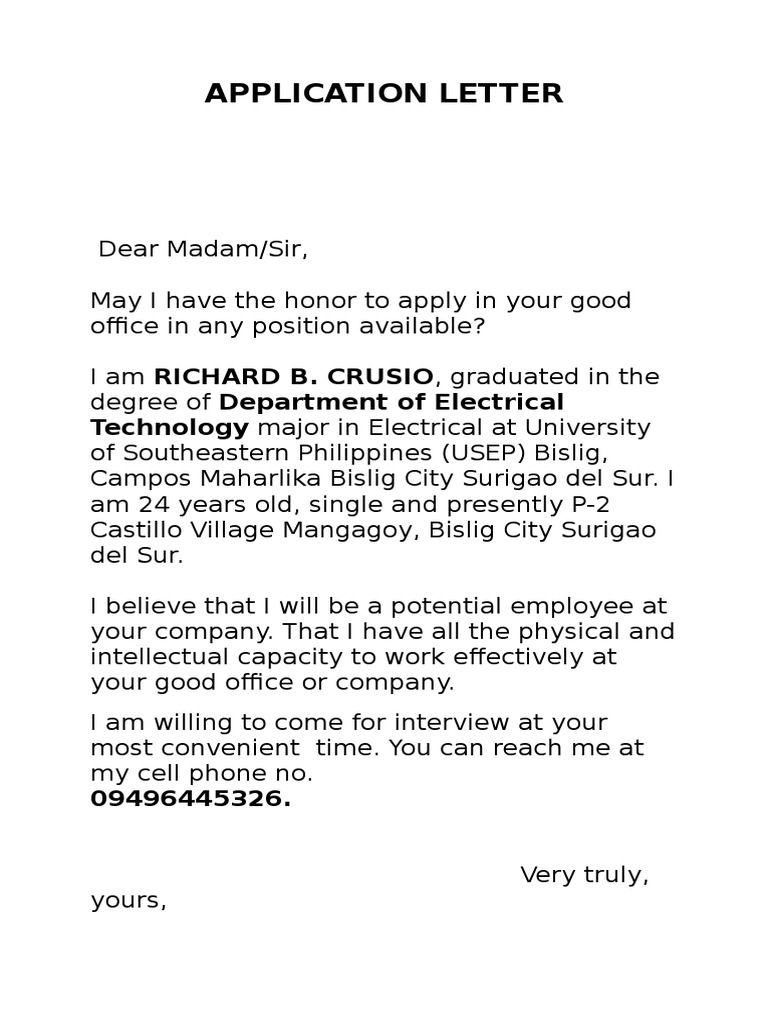 Application Letter for Employment | PDF
