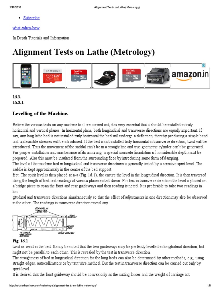 Alignment Tests On Lathe (Metrology) | PDF | Bearing (Mechanical) | Tools