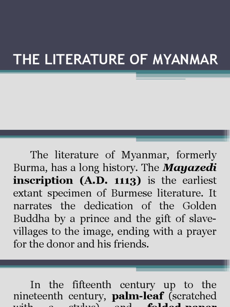 The Literature of Myanmar | PDF | Adjective | Preposition And Postposition