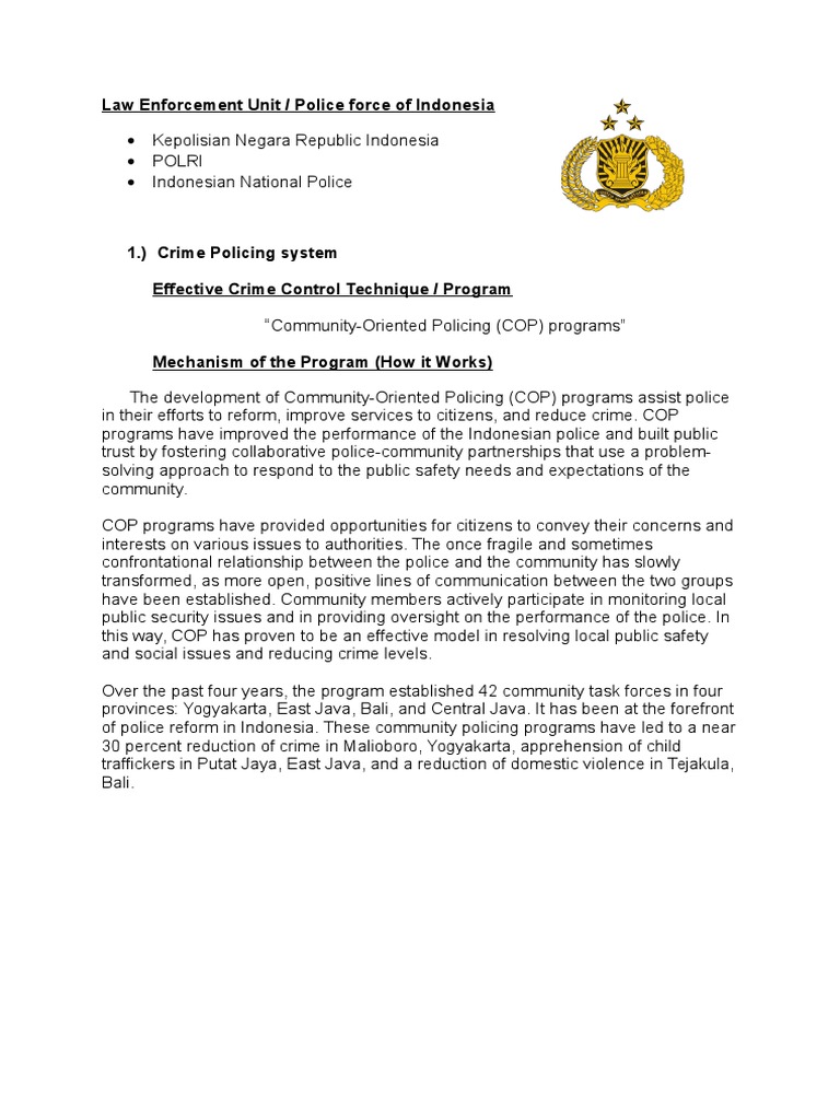Community-Oriented Policing in Indonesia | PDF | Community Policing ...