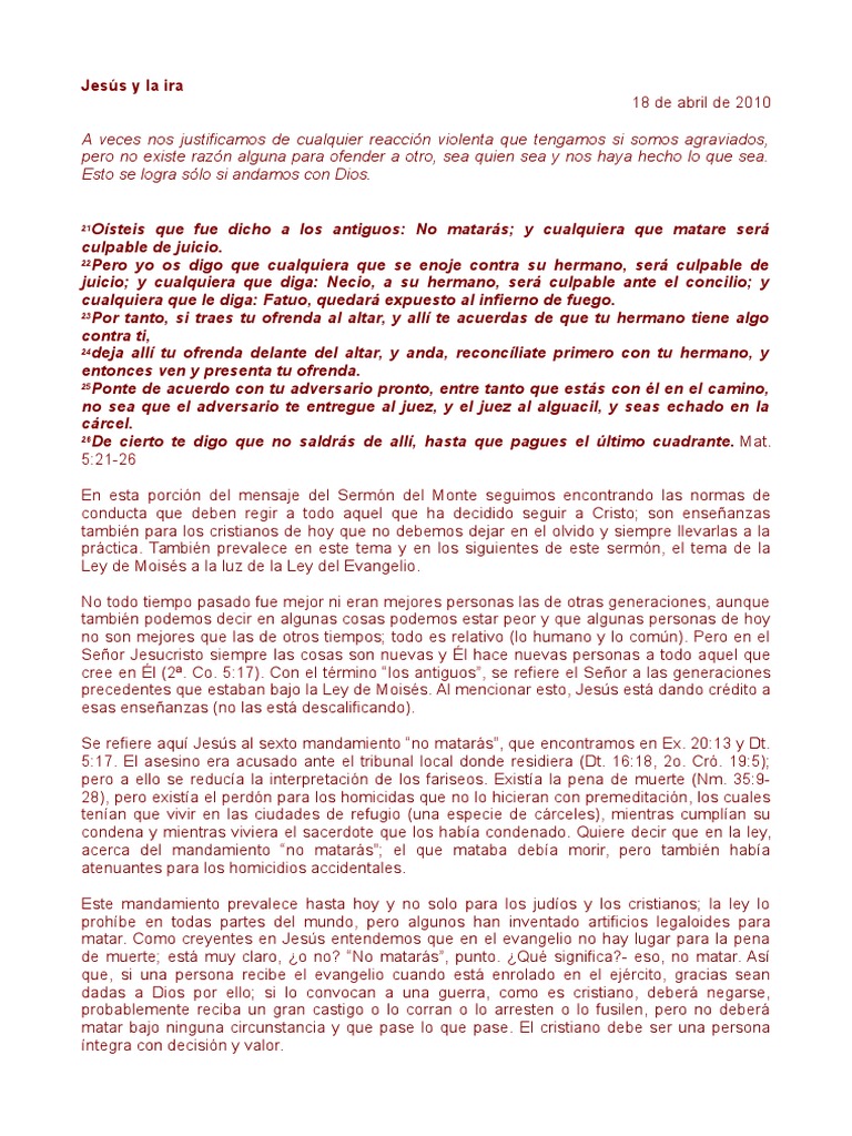 Jesus y La Ira | PDF | Jesús | Biblia