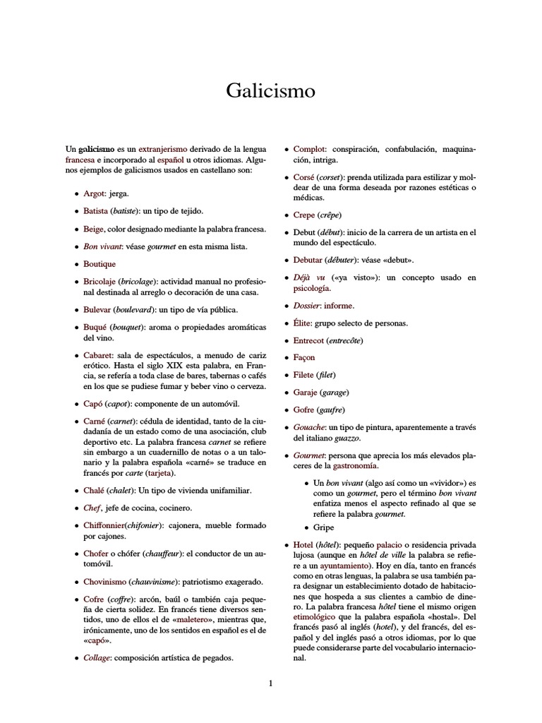 Galicismo | PDF | Idioma francés | Lengua española