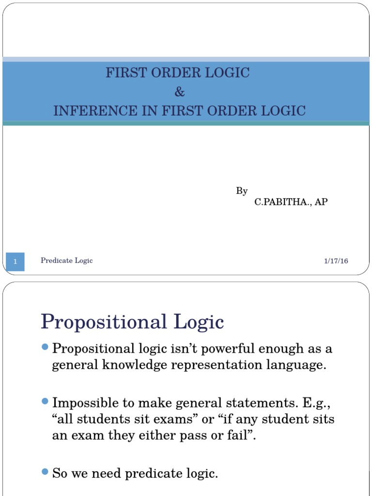 Ai - Fol | PDF | First Order Logic | Logic