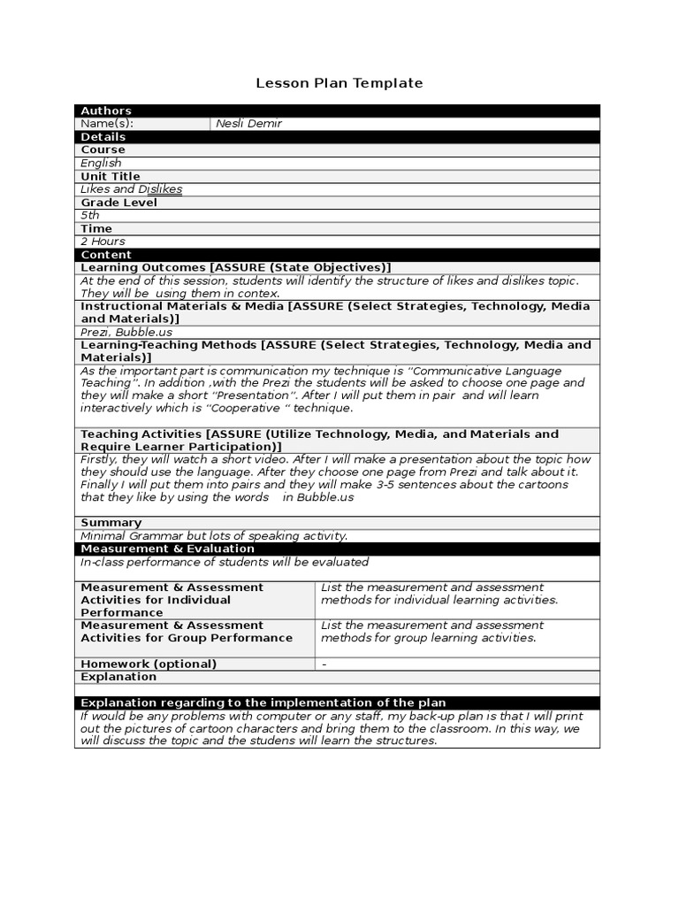 5th Grade English Lesson Plan Template | PDF | Social Science | Art