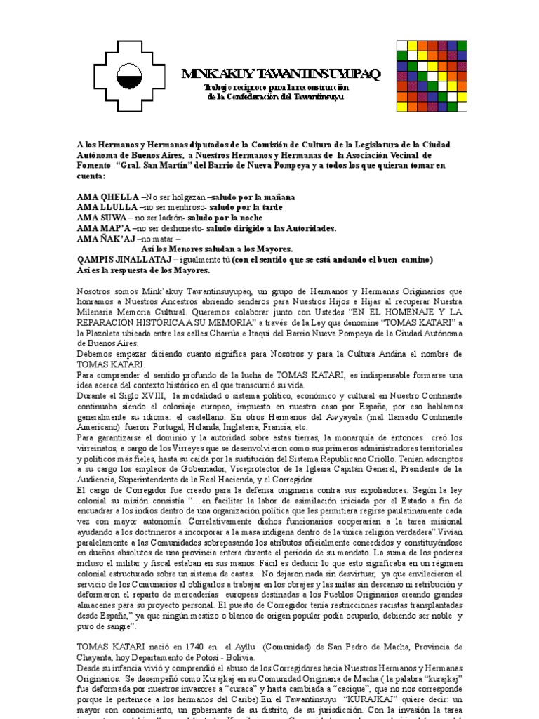 Tomas Katari | PDF | Colonización española de las Américas | América del Sur