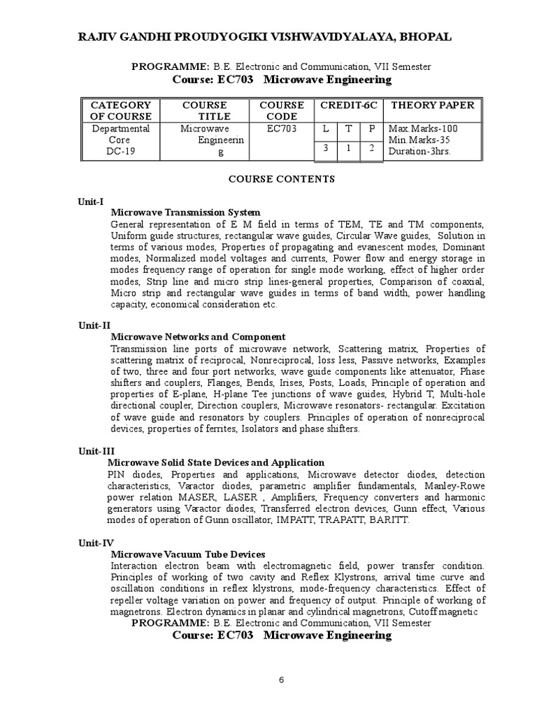 EC-VII-Sem-Microwave Engineering | PDF | Waveguide | Microwave