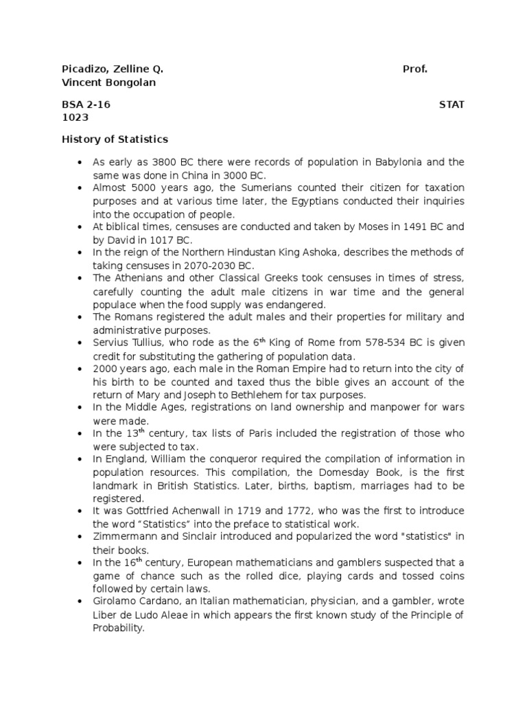 History of Statistics | Download Free PDF | Census | Statistics