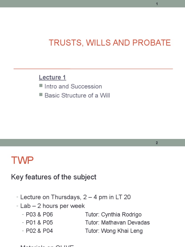 Wills & Probate Course Guide | PDF | Will And Testament | Intestacy
