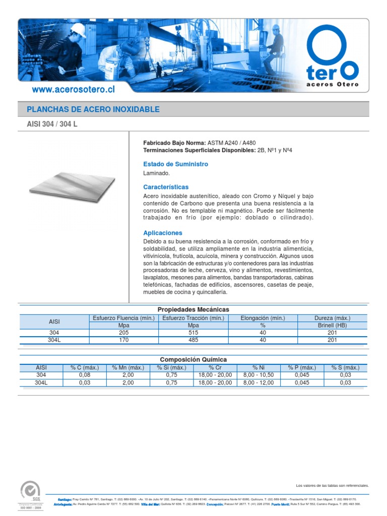 Plancha Acero Inoxidable Aisi304 304l | PDF
