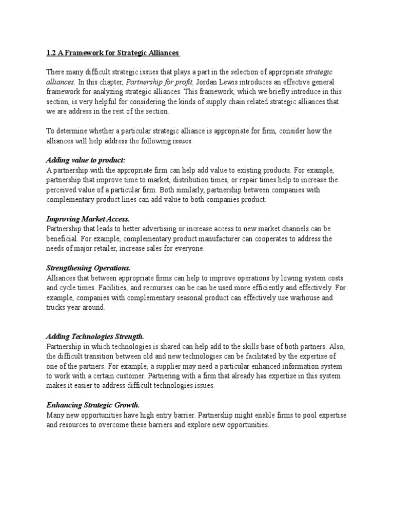 Strategic Alliance Framework Overview | PDF