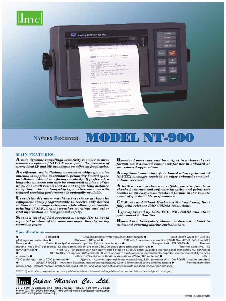 NT 900 Navtex | PDF | Electronics | Information And Communications Technology