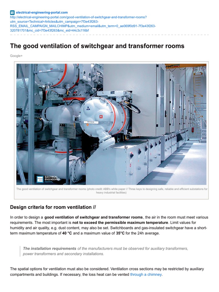 Ventilation Solutions for Transformer Rooms | PDF | Ventilation ...