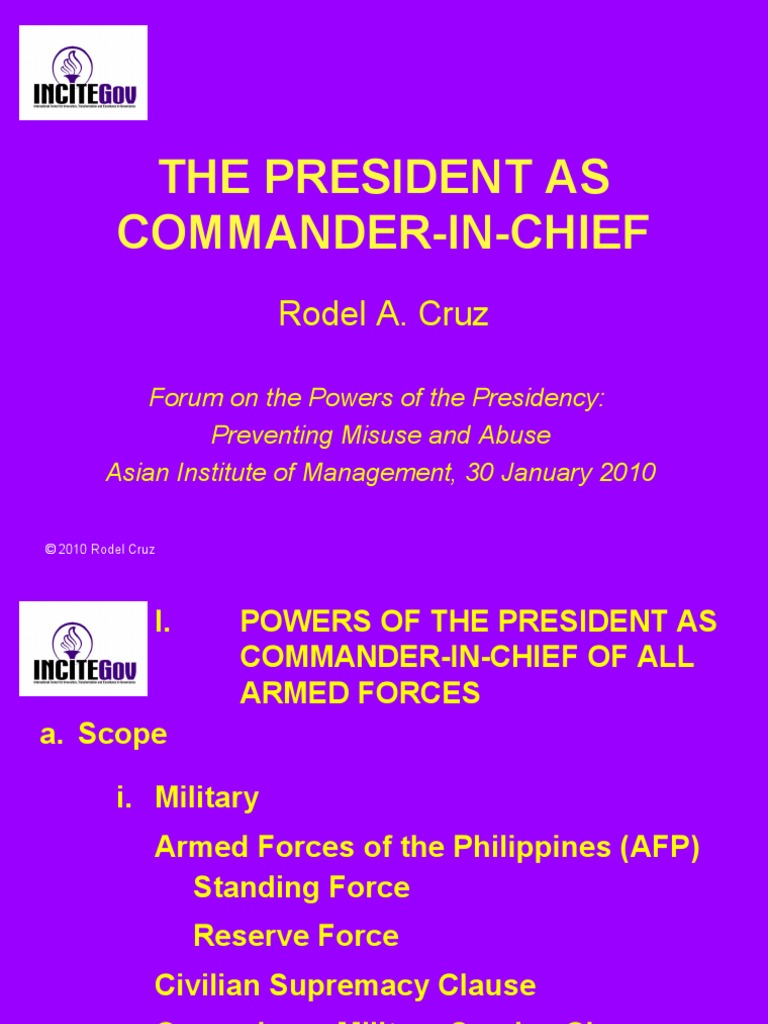 Power As Commander in Chief | PDF | American Government | Presidents Of ...